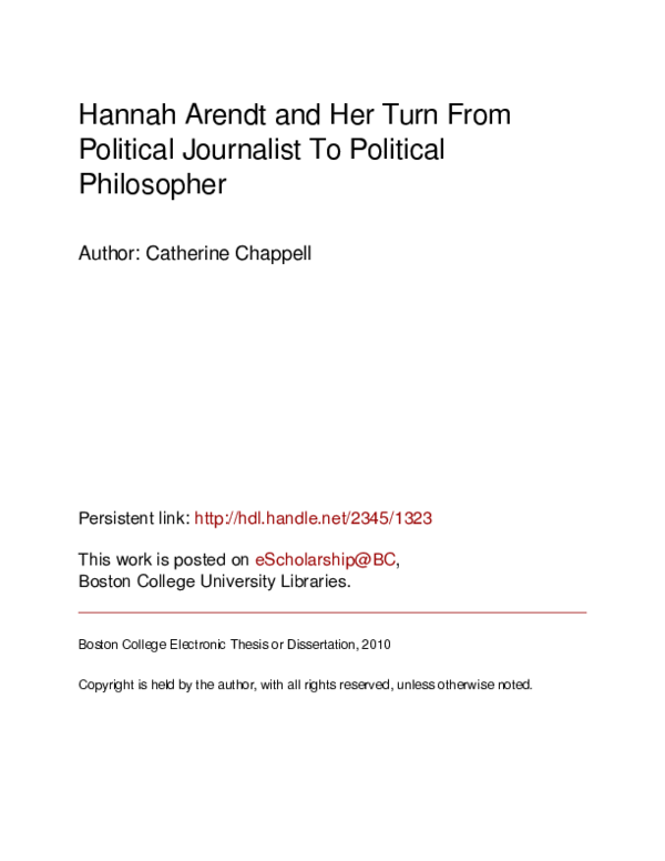 (PDF) Hannah Arendt and her turn from political journalist to political ...