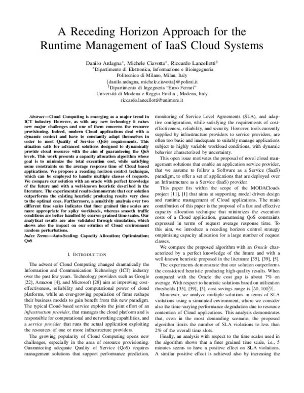 (PDF) A Receding Horizon Approach for the Runtime Management of IaaS ...