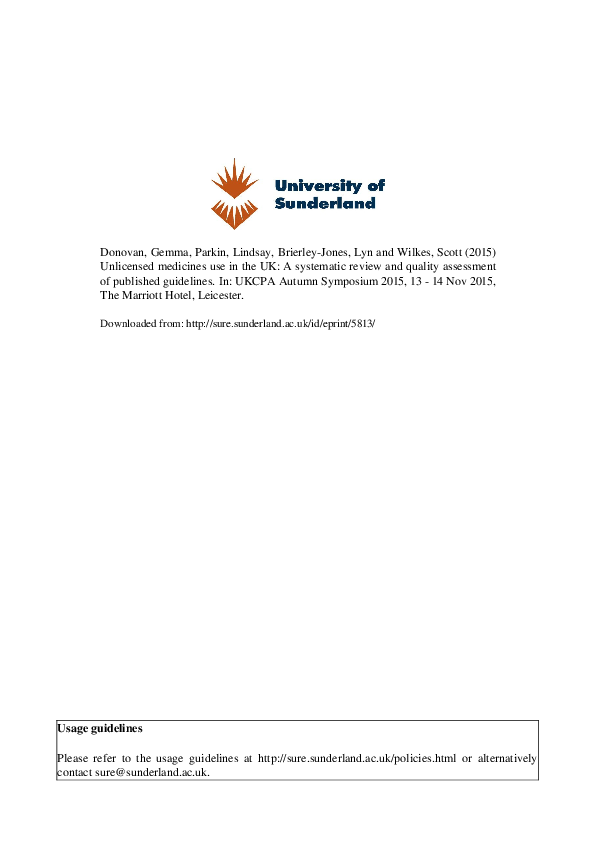 (PDF) Unlicensed medicines use in the UK: A systematic review and ...