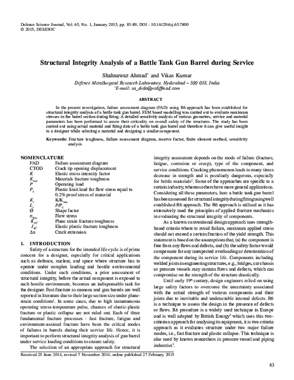(PDF) Structural Integrity Analysis of a Battle Tank Gun Barrel during ...