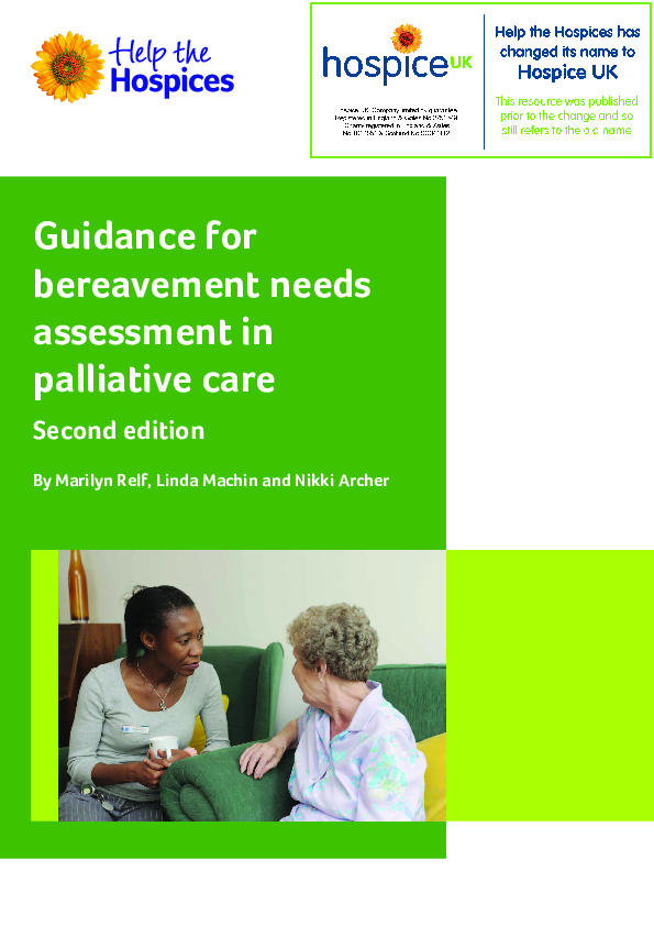 (PDF) Guidance for bereavement needs assessment in palliative care ...