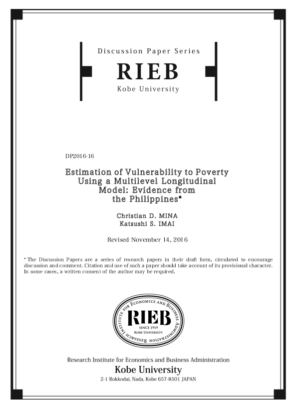 Pdf Estimation Of Vulnerability To Poverty Using A Multilevel