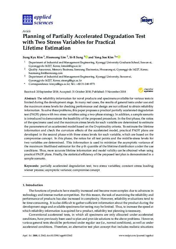 Pdf Planning Of Partially Accelerated Degradation Test With Two Stress Variables For Practical