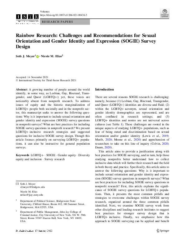 (PDF) Rainbow Research: Challenges and Recommendations for Sexual ...