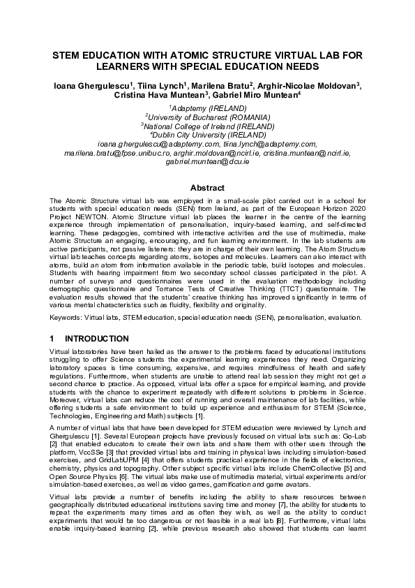 (PDF) Stem Education with Atomic Structure Virtual Lab for Learners ...