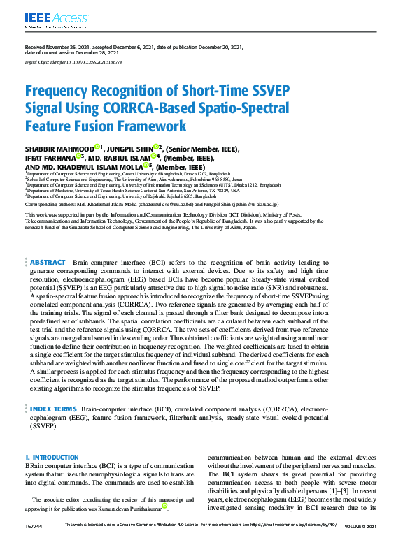 (PDF) Frequency Recognition of Short-Time SSVEP Signal Using CORRCA-Based Spatio-Spectral ...