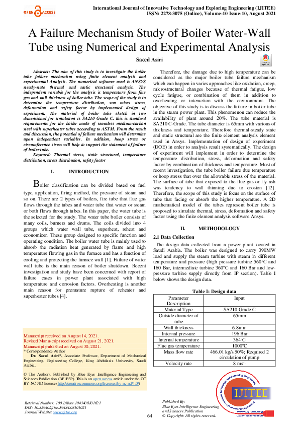 (PDF) A Failure Mechanism Study of Boiler Water-Wall Tube using ...
