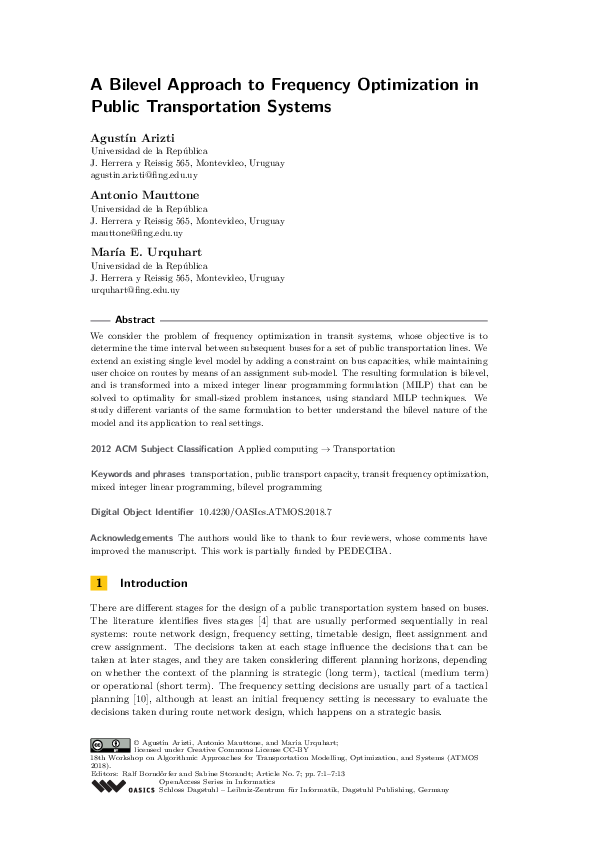 (PDF) A Bilevel Approach to Frequency Optimization in Public ...