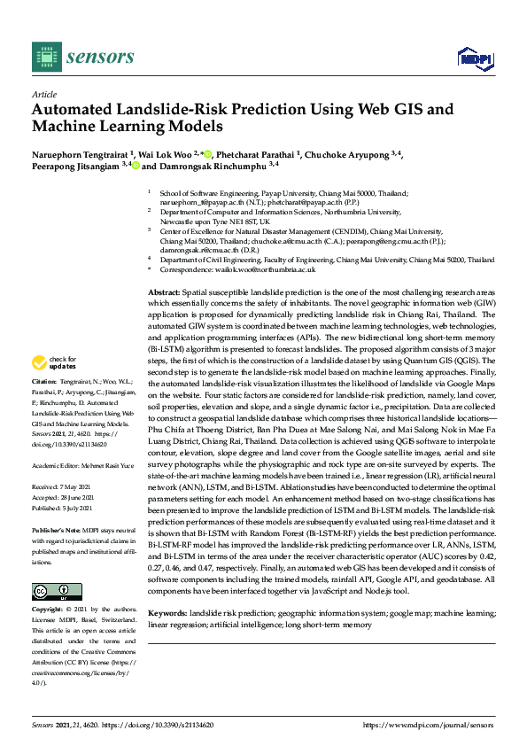 (PDF) Automated Landslide-Risk Prediction Using Web GIS and Machine Learning Models