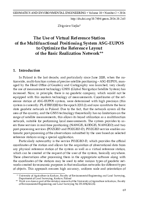 (PDF) The Use of Virtual Reference Station of the Multifunctional ...