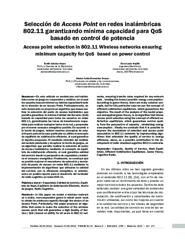 (PDF) Access point selection in 802.11 Wireless networks ensuring minimum capacity for QoS based ...