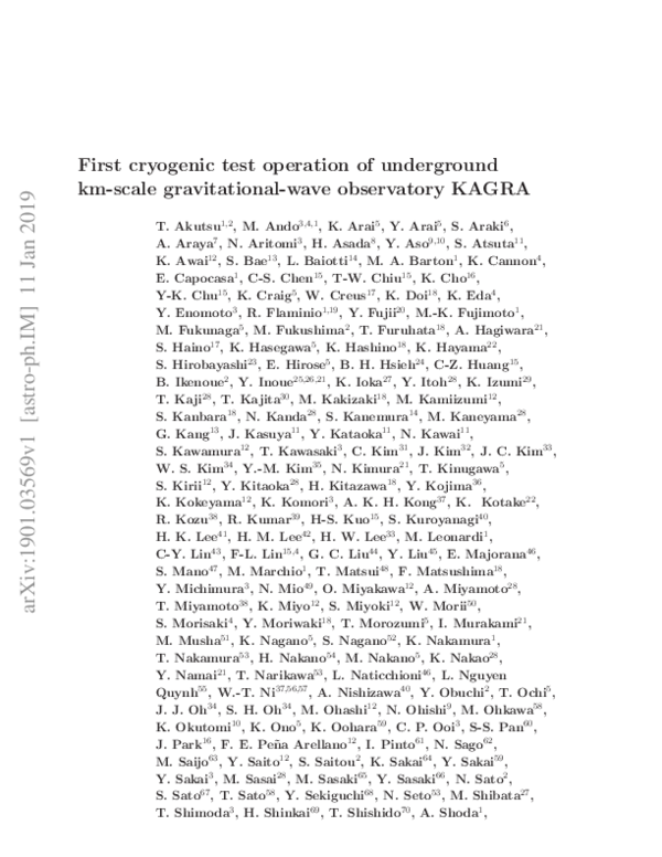 (PDF) Cryogenic Testing of KAGRA Gravitational-Wave Observatory