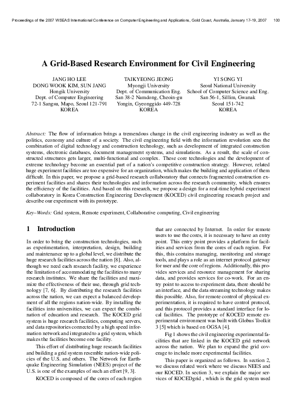 (PDF) A grid-based research environment for civil engineering