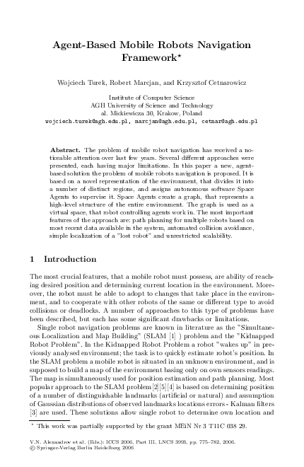 Pdf Agent Based Mobile Robots Navigation Framework