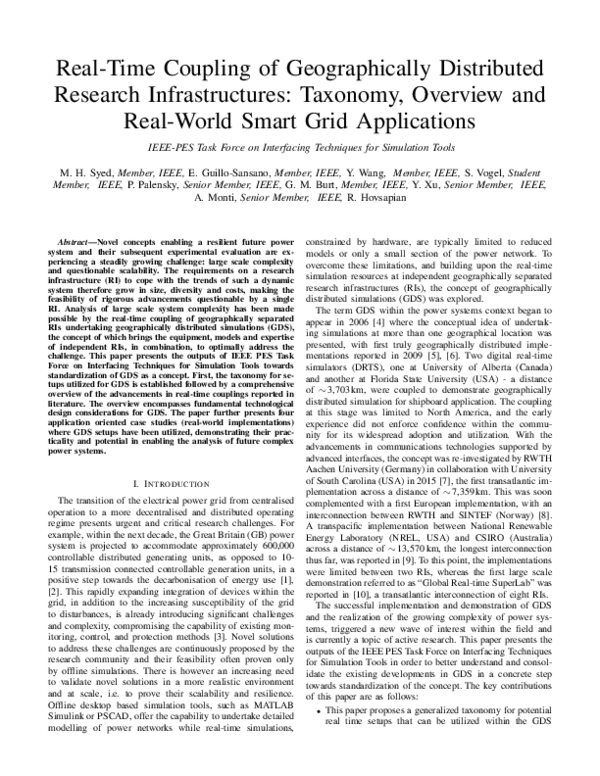 Pdf Real Time Coupling Of Geographically Distributed Research