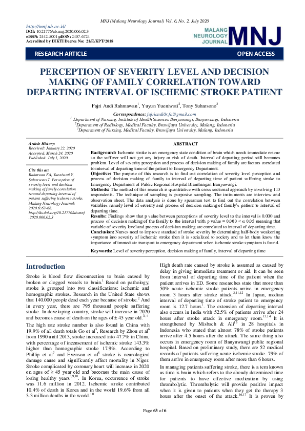 (PDF) Perception of Severity Level and Decision Making of Family ...