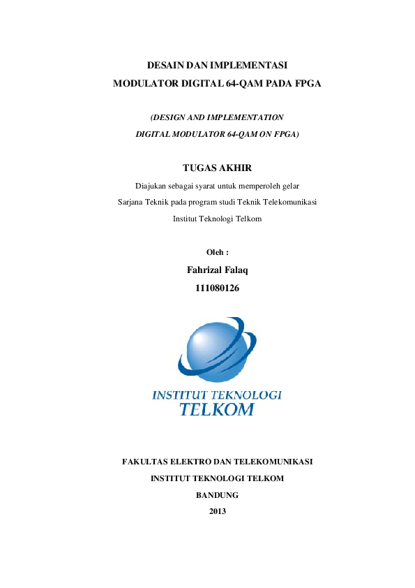 (PDF) Desain Dan Implementasi Modulator Digital 64-QAM Pada Fpga