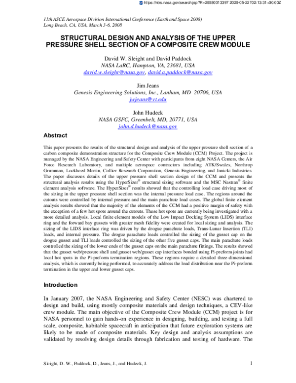 (PDF) Structural Design and Analysis of the Upper Pressure Shell ...