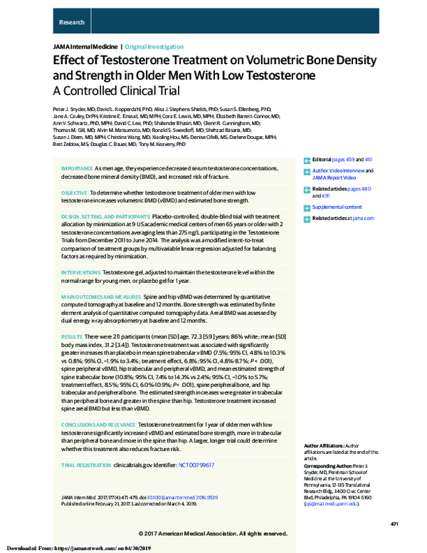 (PDF) Effect of Testosterone Treatment on Volumetric Bone Density and ...
