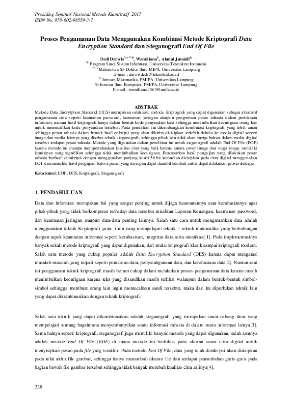 (PDF) Proses Pengamanan Data Menggunakan Kombinasi Metode Kriptografi Data Encryption Standard ...