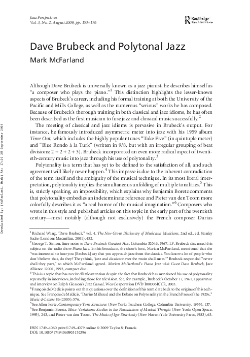 (PDF) Dave Brubeck and Polytonal Jazz