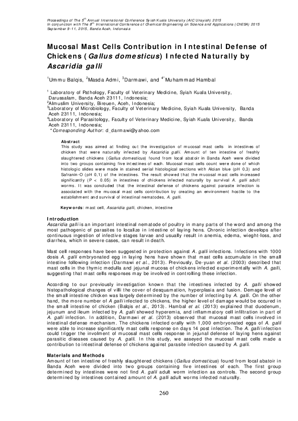 (PDF) Mucosal Mast Cells Contribution in Intestinal Defense of Chickens ...