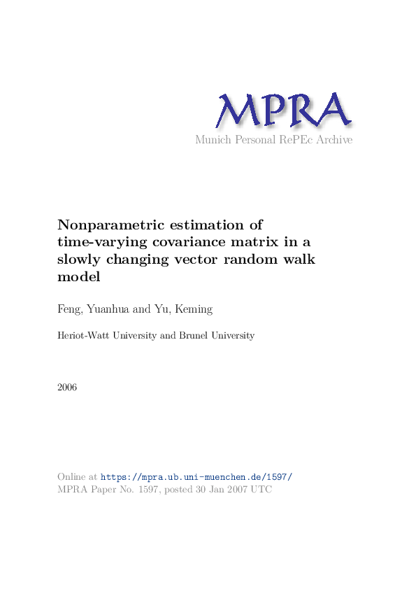 (PDF) Nonparametric estimation of time-varying covariance matrix in a slowly changing vector ...
