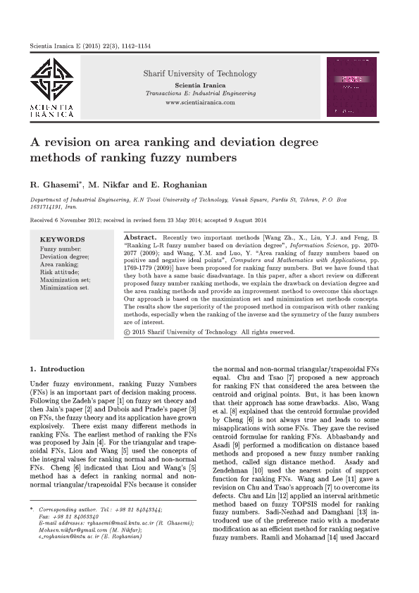 (PDF) A Revision on Area Ranking and Deviation Degree Methods of ...