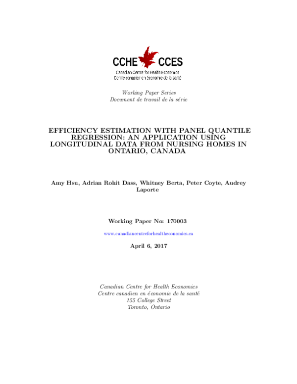 Pdf Efficiency Estimation With Panel Quantile Regression An Application Using Longitudinal
