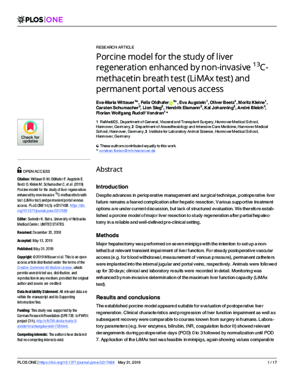 (PDF) Porcine model for the study of liver regeneration enhanced by non ...