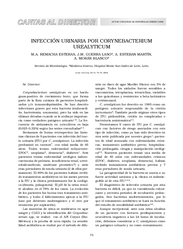 (PDF) Infección urinaria por corynebacterium urealyticum