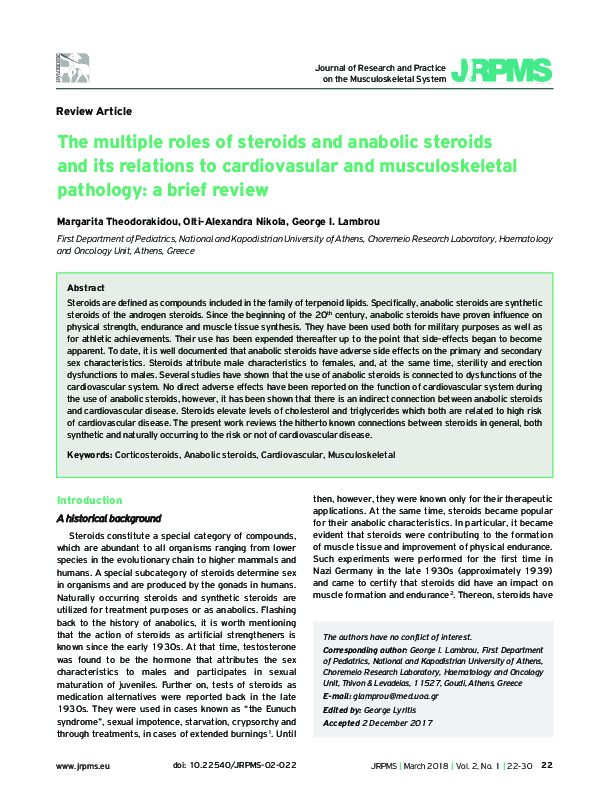(PDF) The multiple roles of steroids and anabolic steroids and its ...