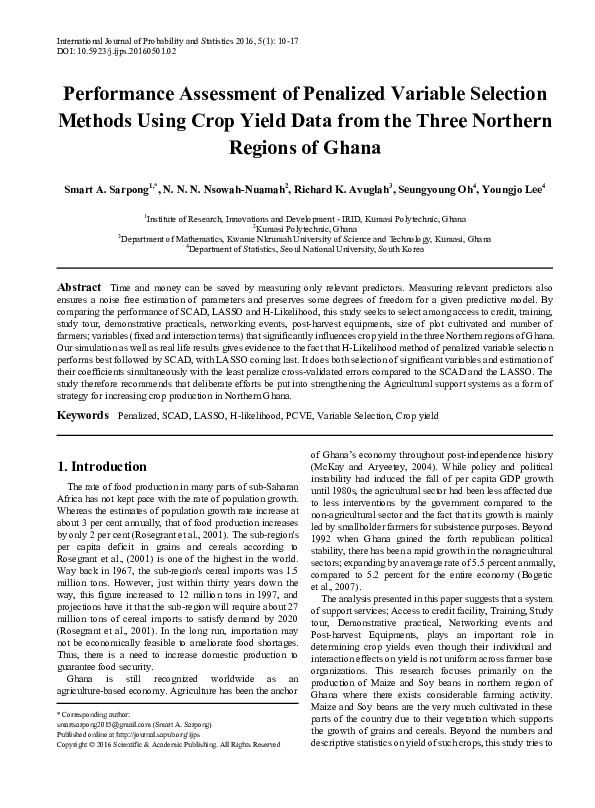 Pdf Technology Penalized Variable Selection And Modeling Application