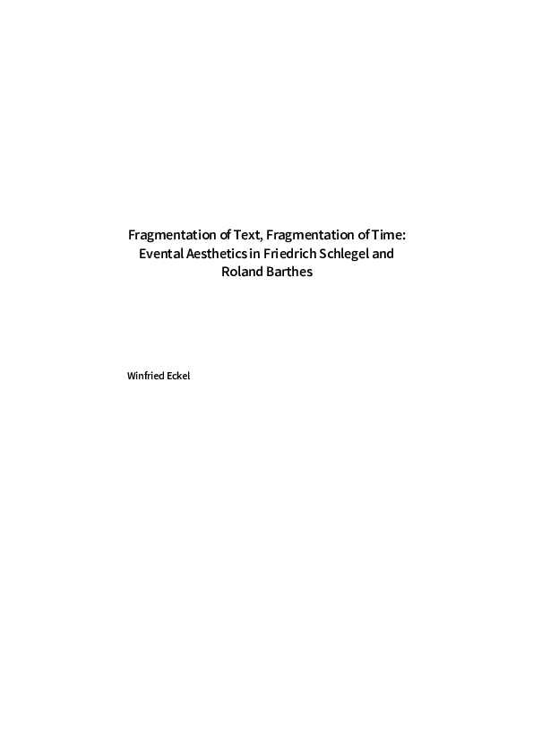 (PDF) Fragmentation of Text, Fragmentation of Time: Evental Aesthetics ...
