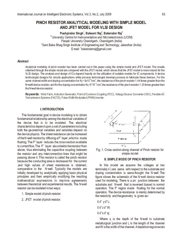 (PDF) Pinch Resistor Analytical Modeling with Simple Model and JFET ...