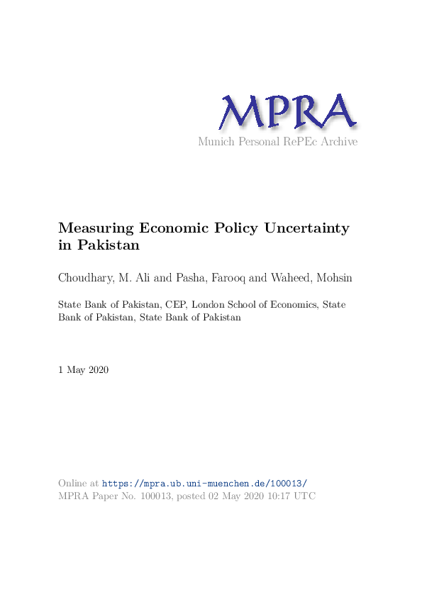 (PDF) Measuring Economic Policy Uncertainty in Pakistan