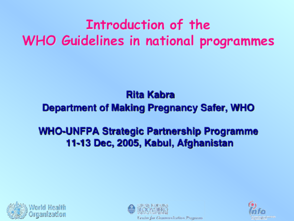 (PDF) Introduction of the WHO Guidelines in national programmes