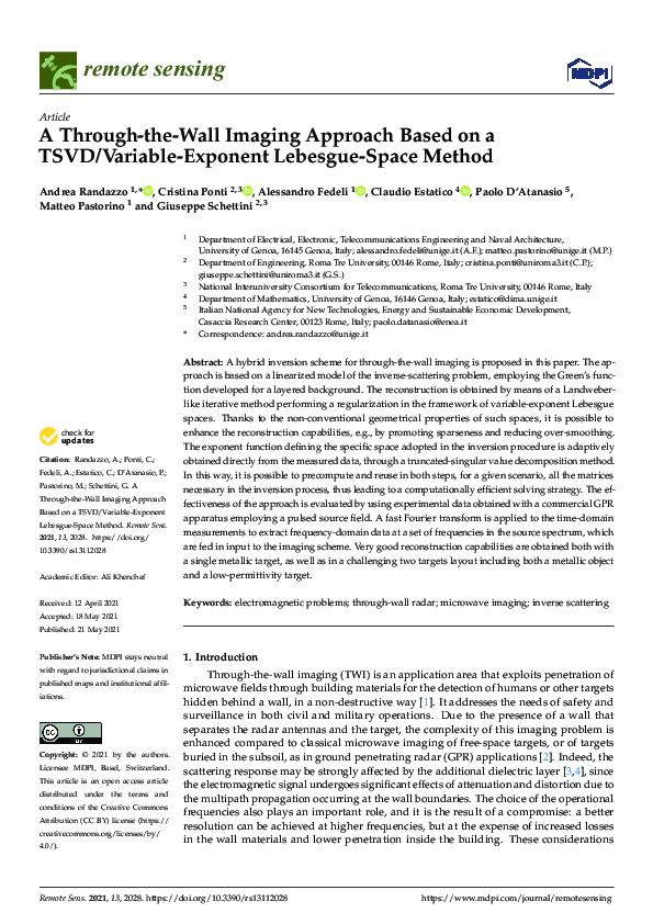 Pdf A Through The Wall Imaging Approach Based On A Tsvdvariable