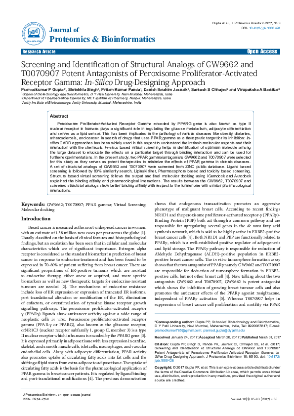 (PDF) Screening and Identification of Structural Analogs of GW9662 and ...