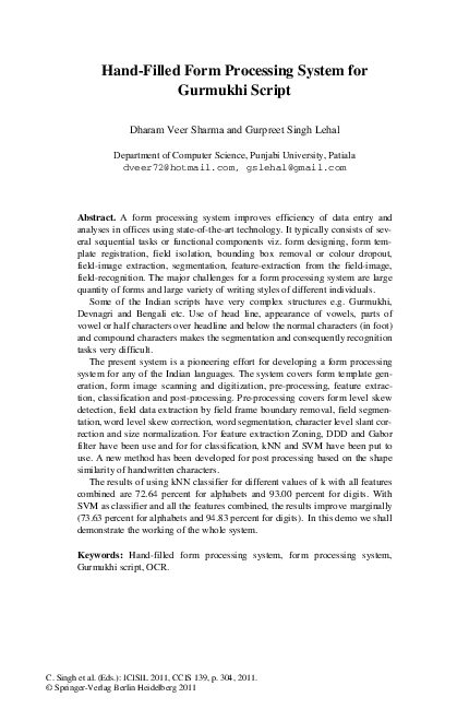 (PDF) Hand-Filled Form Processing System for Gurmukhi Script ...