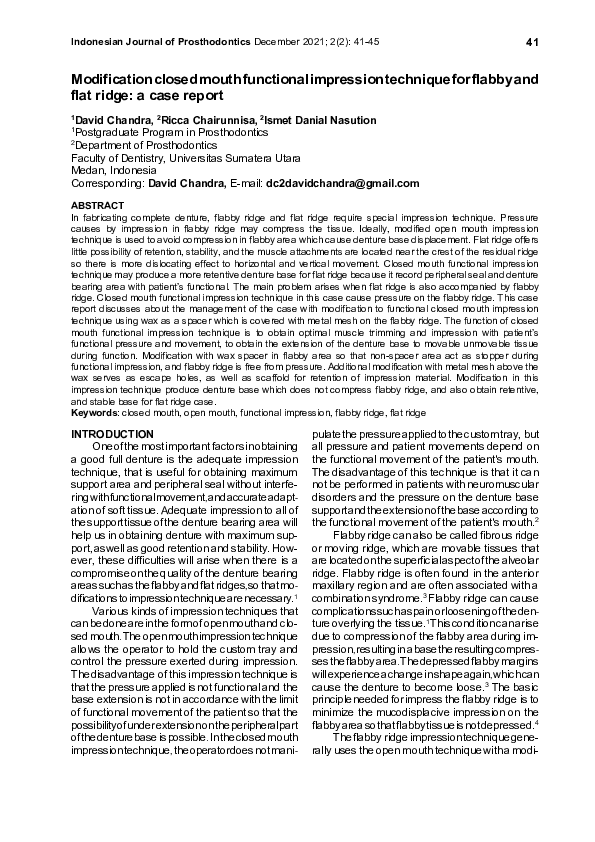 (PDF) Modification closed mouth functional impression technique for ...