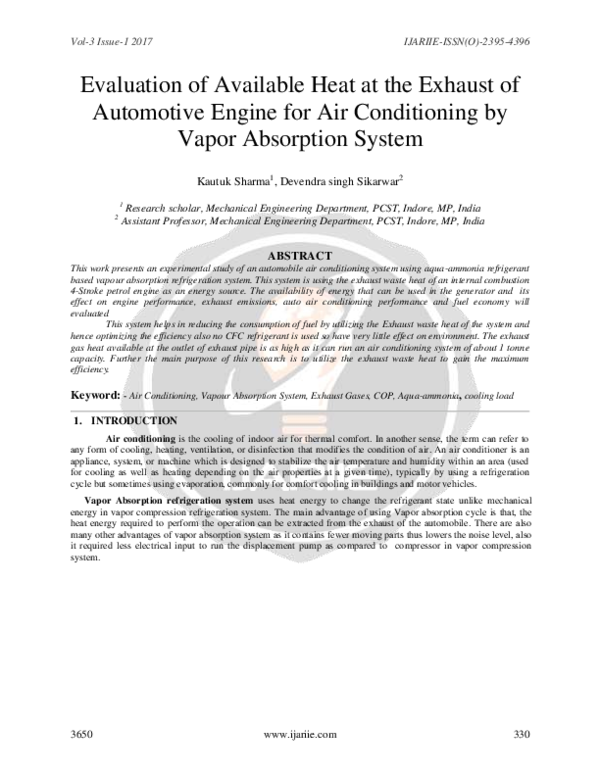 (PDF) Evaluation of Available Heat at the Exhaust of Automotive Engine ...