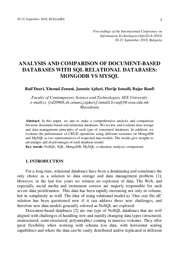 (PDF) Analysis And Comparision of Document-Based Databases with ...