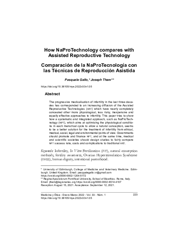 (PDF) How NaProTechnology compares with Assisted Reproductive ...