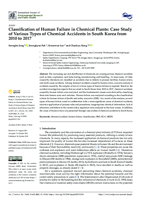 (PDF) Classification of Human Failure in Chemical Plants: Case Study of ...