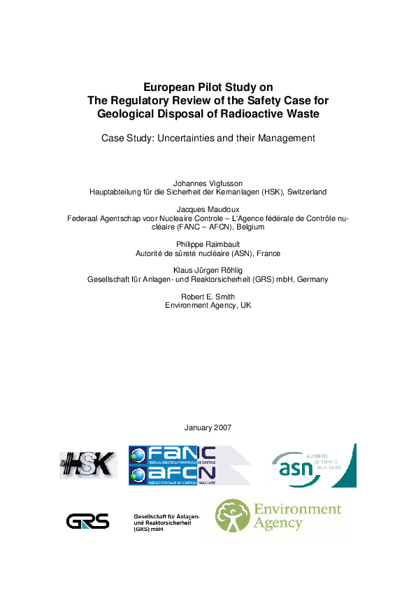 (PDF) European Pilot Study on The Regulatory Review of the Safety Case ...