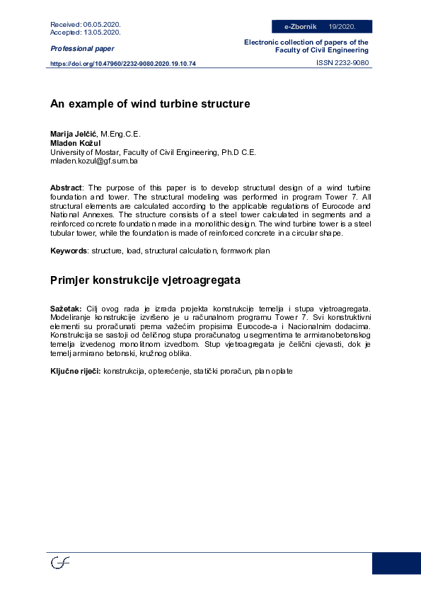 (PDF) An example of wind turbine structure