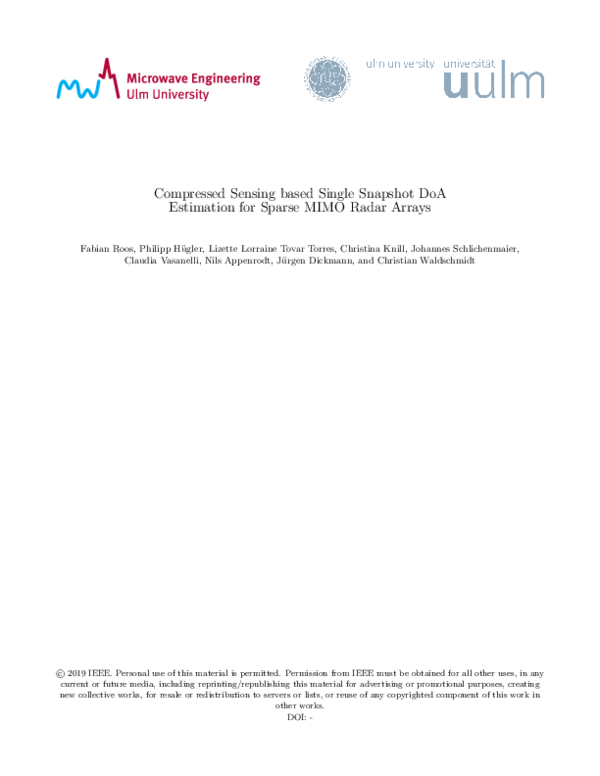 Pdf Compressed Sensing Based Single Snapshot Doa Estimation For