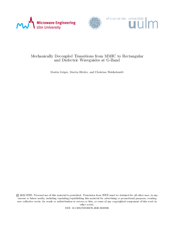 (PDF) Mechanically Decoupled Transitions from MMIC to Rectangular and ...
