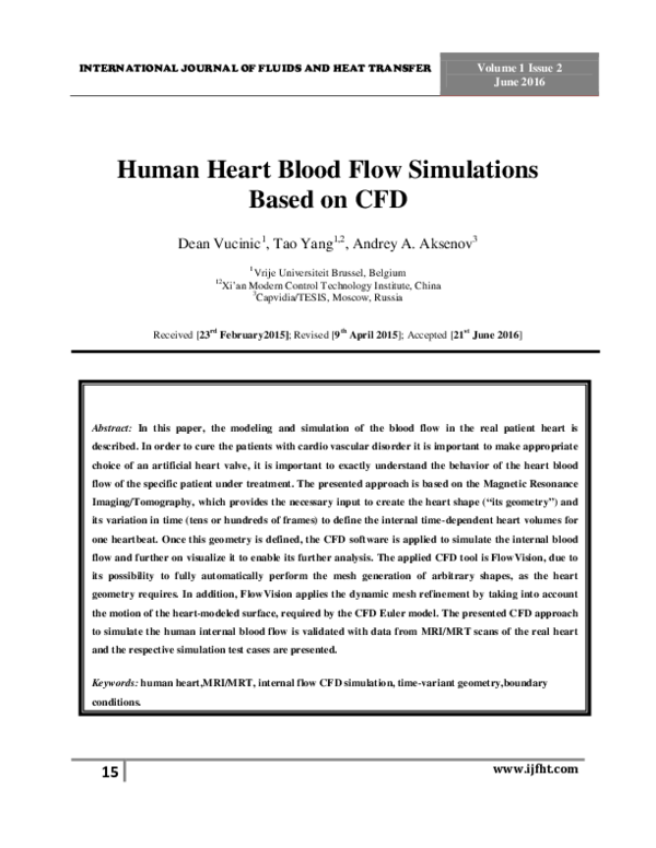 (PDF) Human Heart Blood Flow Simulations Based on CFD (PDF) Human Heart Blood Flow Simulations Based on CFD